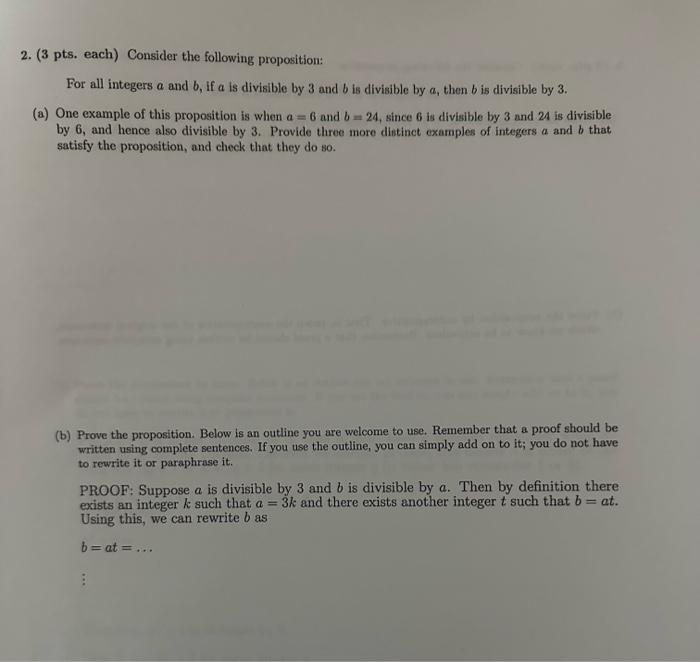 Solved 2. (3 pts. each) Consider the following proposition: | Chegg.com