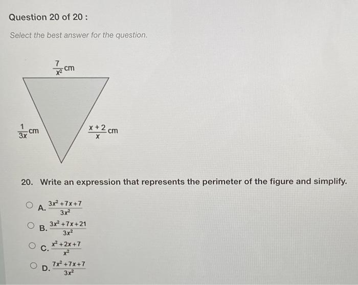 Solved write an expression that represents the perimeter of | Chegg.com