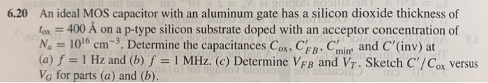 Solved 6.20 An ideal MOS capacitor with an aluminum gate has | Chegg.com