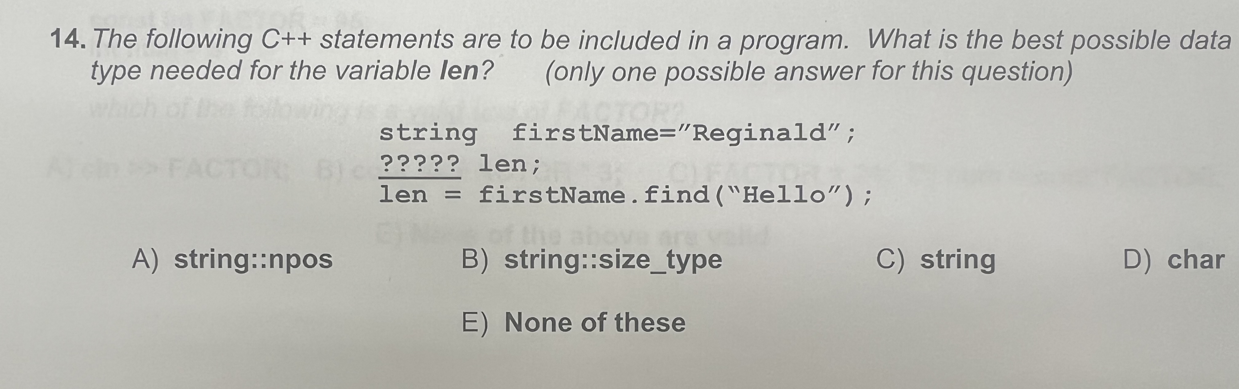 Solved The following C++ ﻿statements are to be included in a | Chegg.com