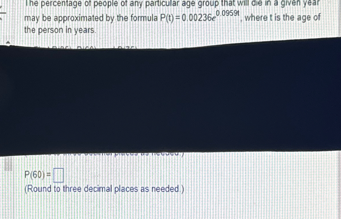 Solved The percentage of people of any particular age group | Chegg.com