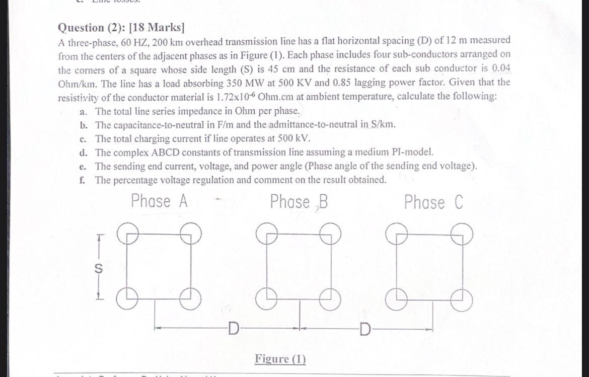 Solved Question (2): [18 ﻿Marks]A three-phase, | Chegg.com