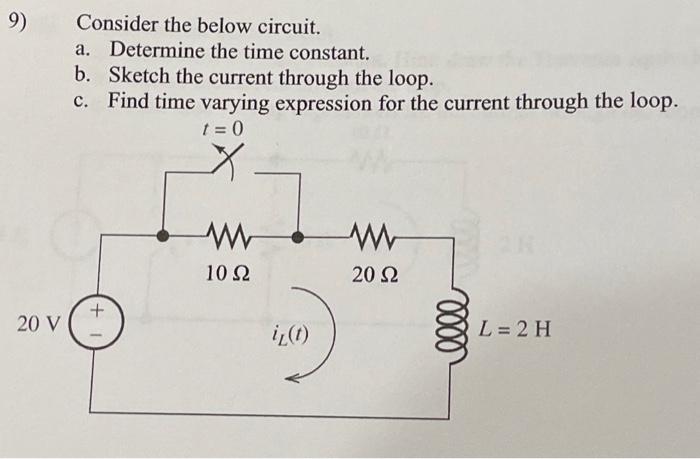 Solved 9) 20 V Consider the below circuit. a. Determine the | Chegg.com
