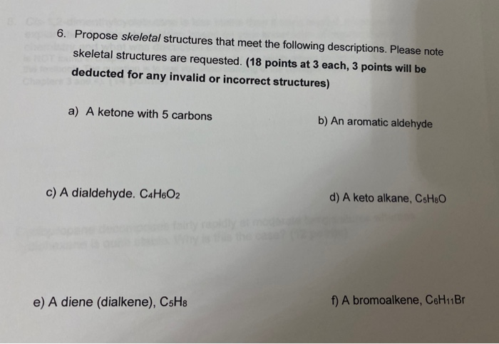 Solved 6. Propose skeletal structures that meet the | Chegg.com