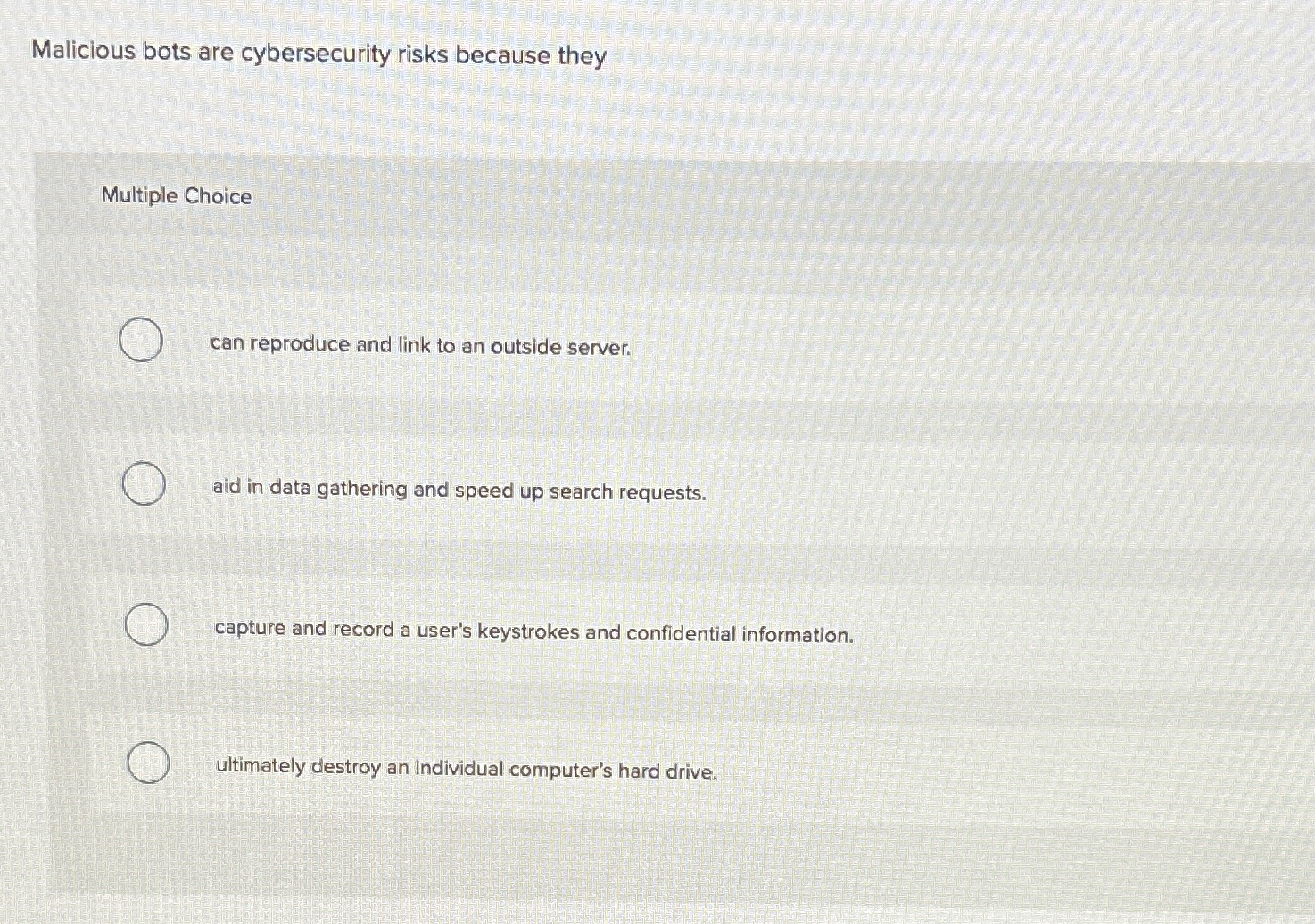 Solved Malicious Bots Are Cybersecurity Risks Because