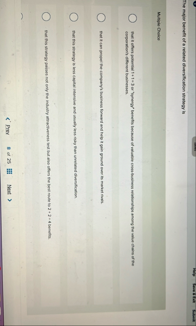 Solved The major benefit of a related diversification | Chegg.com