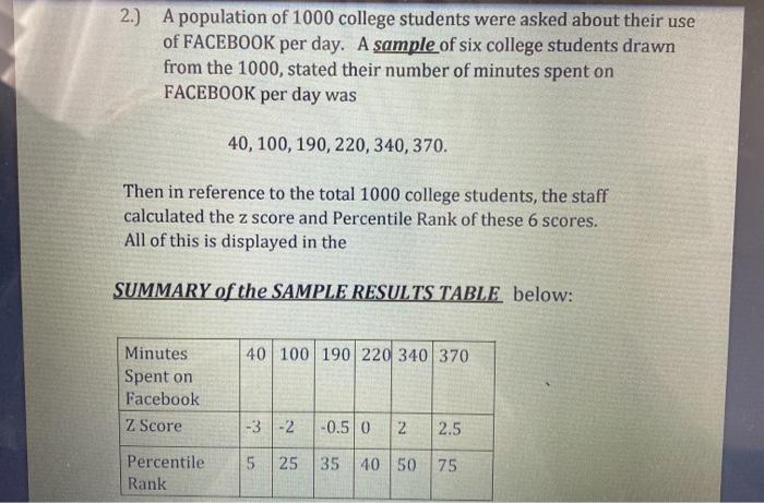 Solved 2.) A population of 1000 college students were asked | Chegg.com