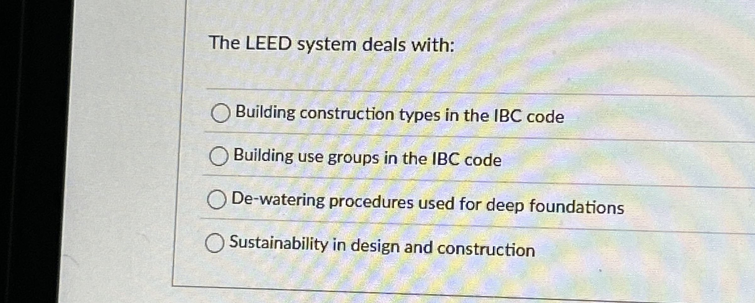 Solved The LEED system deals with:Building construction | Chegg.com