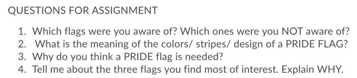 Solved QUESTIONS FOR ASSIGNMENT 1. Which flags were you | Chegg.com