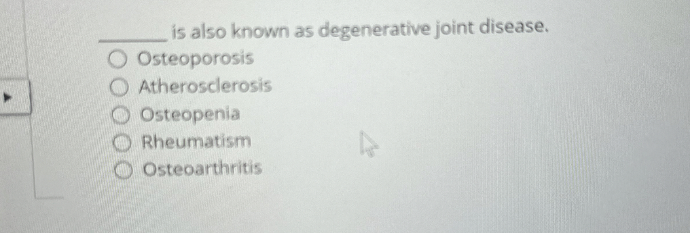 Solved q, ﻿is also known as degenerative joint disease.q, | Chegg.com