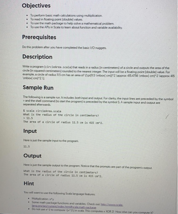 Solved Objectives • To perform basic math calculations using | Chegg.com