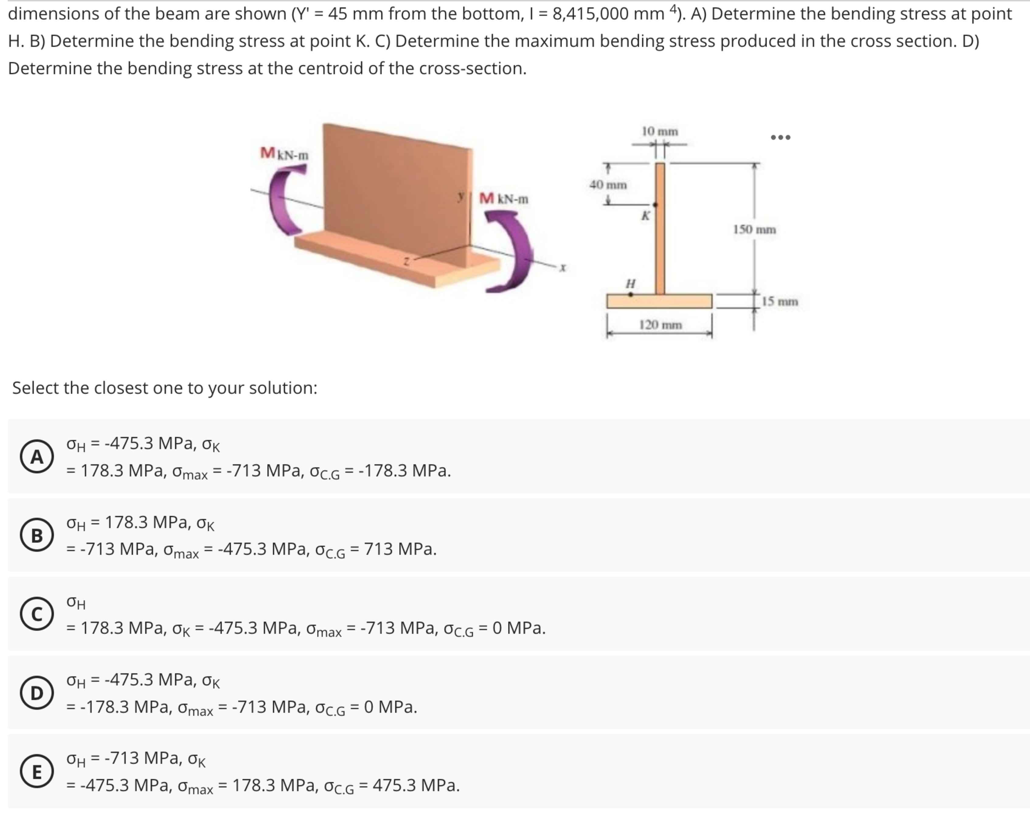 Solved dimensions of the beam are shown from the bottom, | Chegg.com