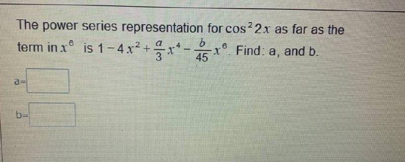 Solved The power series representation for cos? 2x as far as | Chegg.com
