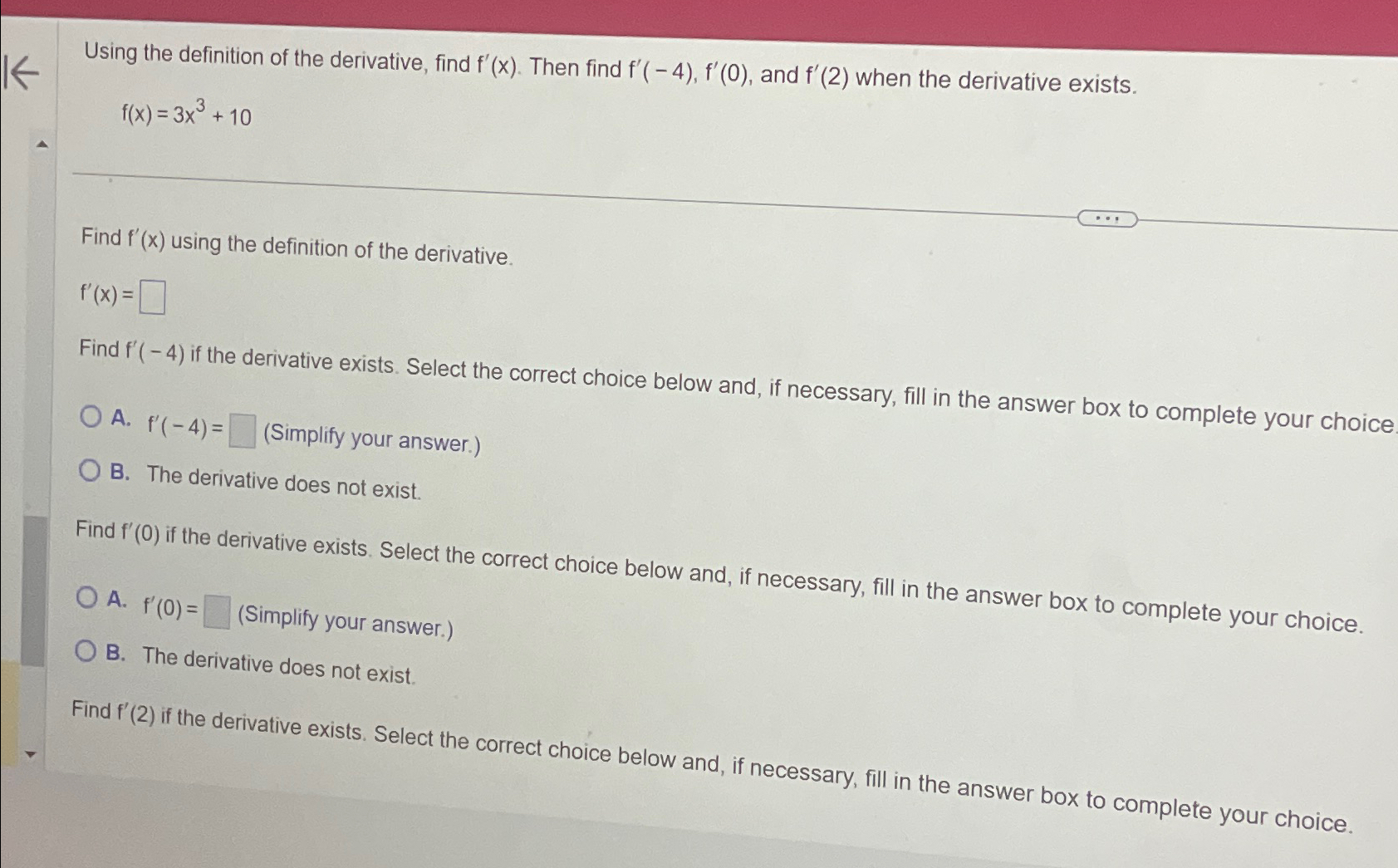 Solved Using The Definition Of The Derivative Find F X