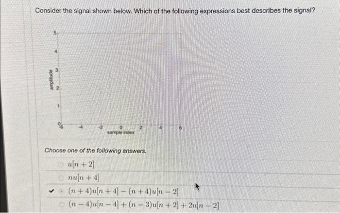 Solved Consider the signal shown below. Which of the | Chegg.com