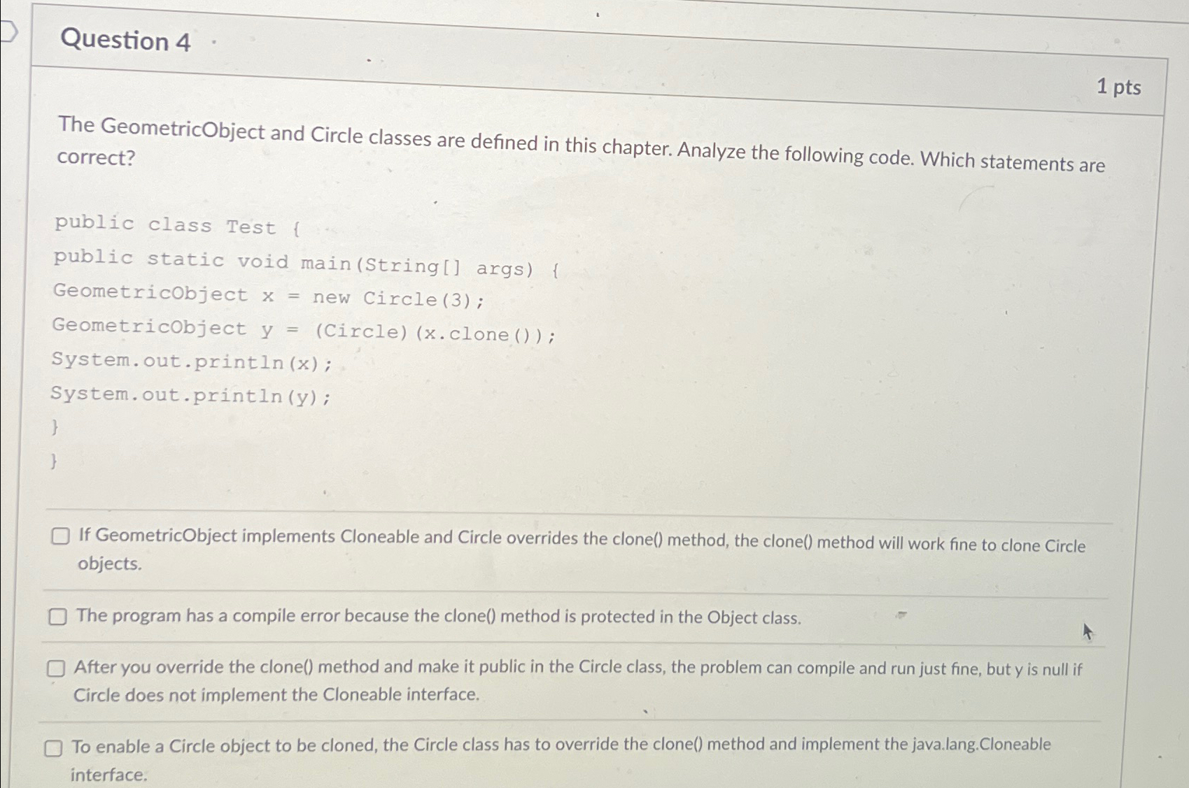 Solved Question 41ptsThe GeometricObject and Circle classes | Chegg.com