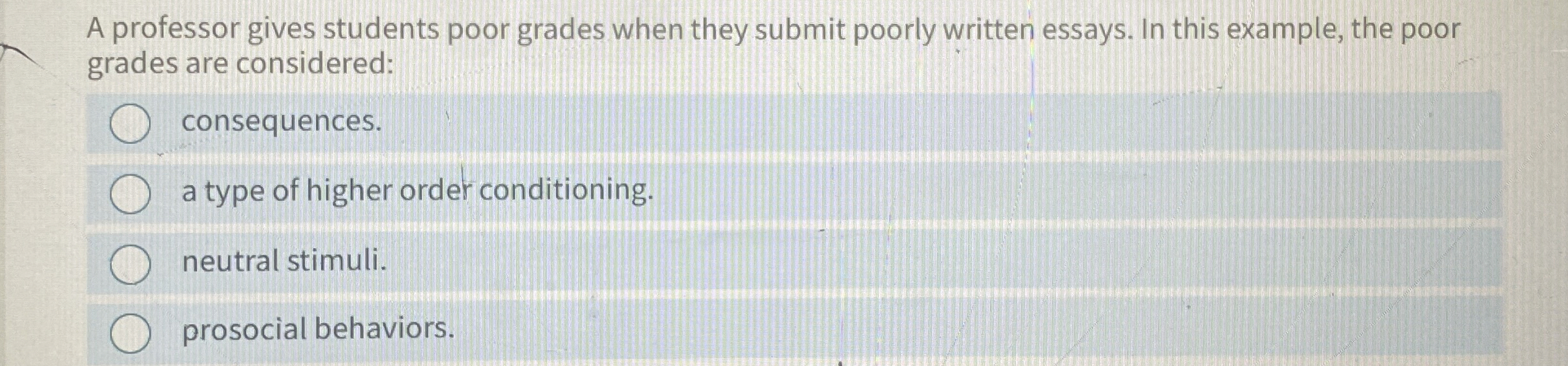 Solved A professor gives students poor grades when they | Chegg.com