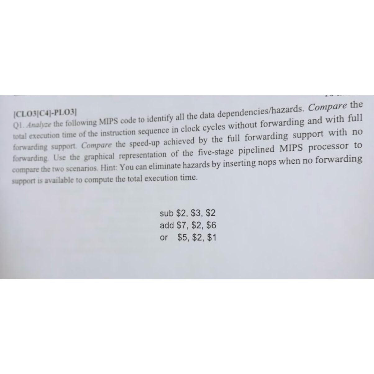 Solved [CLO3]C4]-PLO3]Q1. ﻿Analyze the following MIPS code | Chegg.com