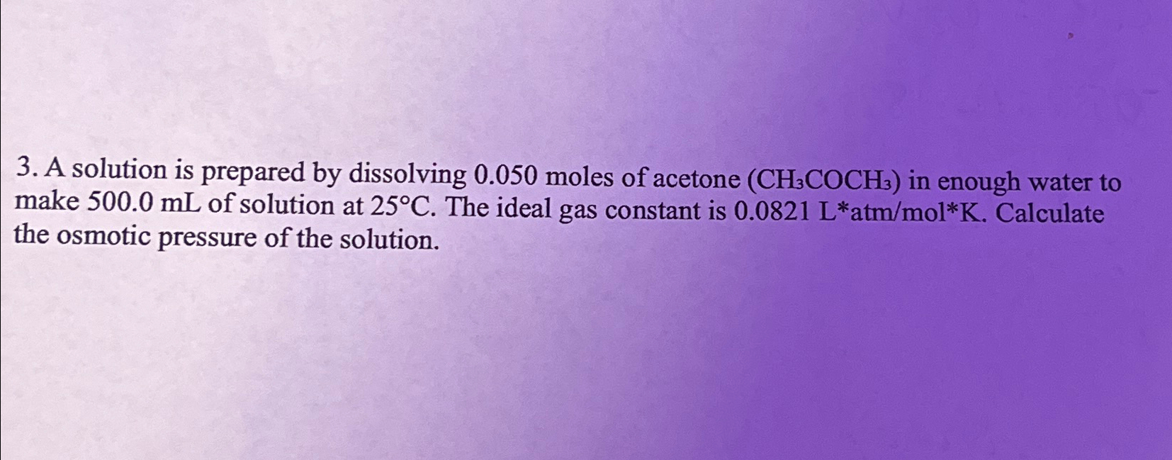Solved A solution is prepared by dissolving 0.050 ﻿moles of | Chegg.com