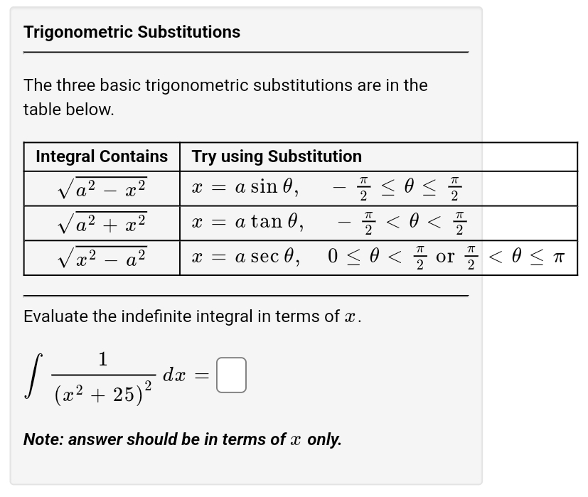 Solved Trigonometric Substitutionsthe Three Basic