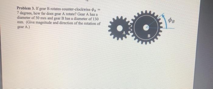 Solved Problem 3. If gear B rotates counter-clockwise ºg = 7 | Chegg.com