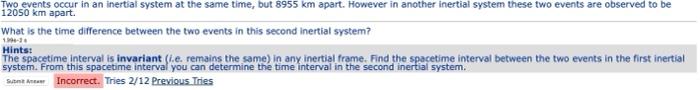 Solved Wwo events occur in an inertial system at the same | Chegg.com