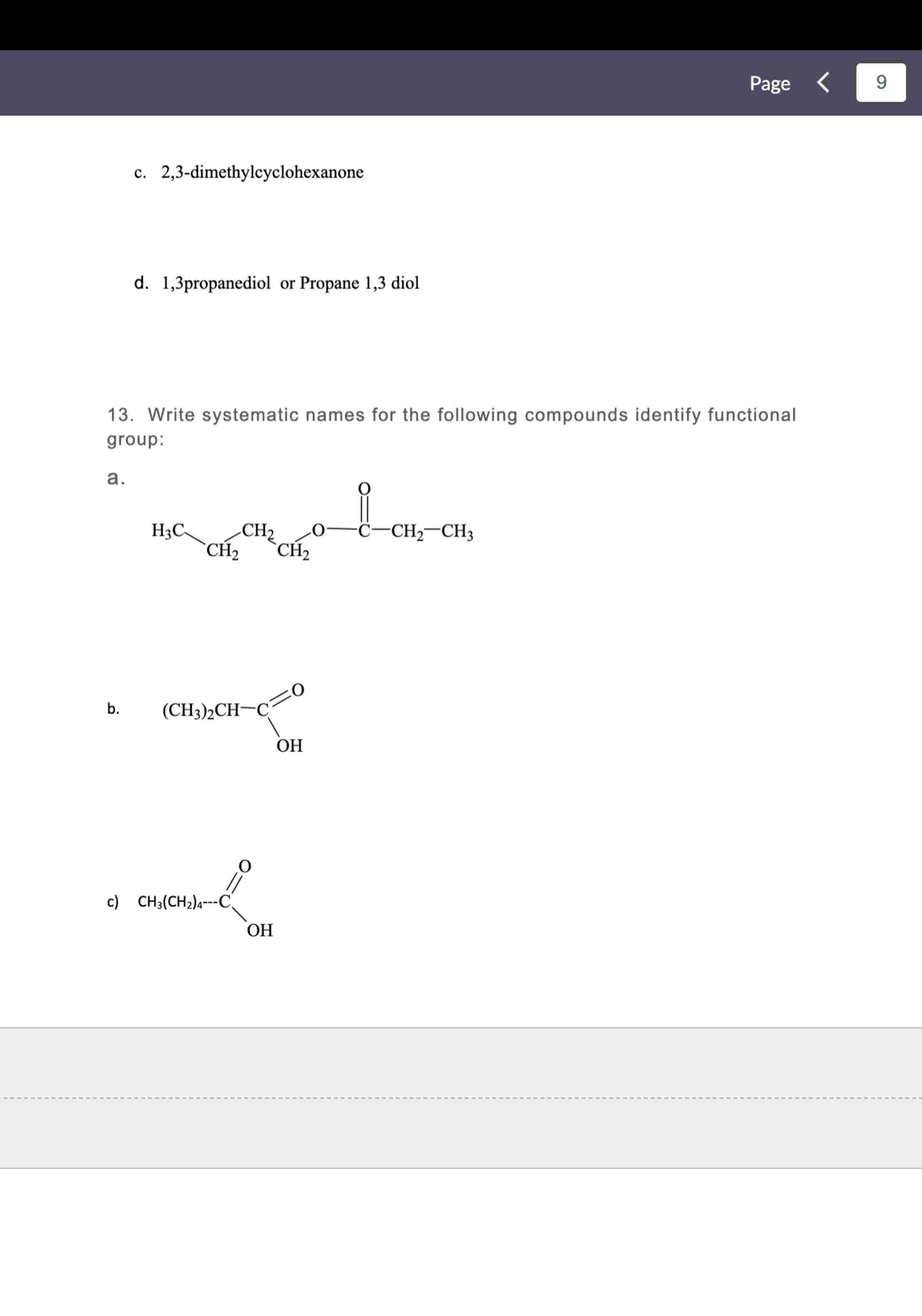Solved d. 1,3propanediol or Propane 1,3 ﻿diol 13. ﻿Write | Chegg.com