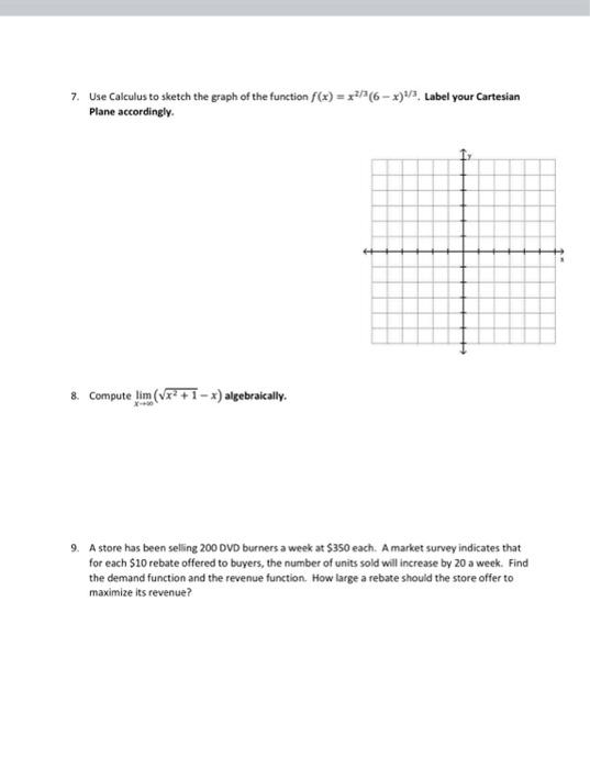 Solved 5. Sketch a possible graph a function f that | Chegg.com