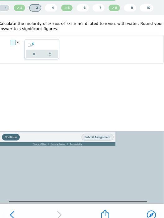 Solved Calculate the molarity of 25.5 mL of 7.56MHCl diluted | Chegg.com