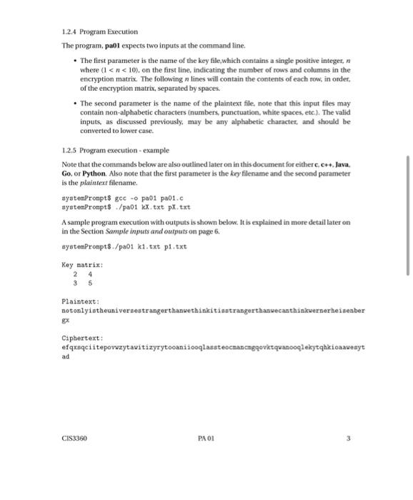 Solved 1 Hill Cipher In this assigunent youll wilite a | Chegg.com