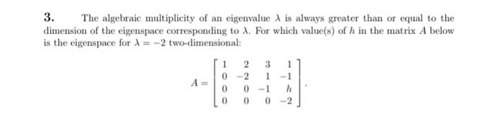 Solved Linear Algebra MATH 3304: Diagonalization, | Chegg.com