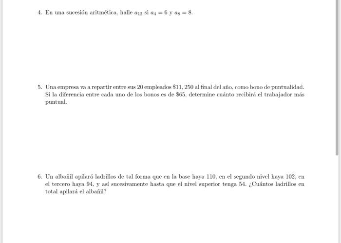 Solved 4. In an arithmetic sequence, find a12 if a4 = 6 and | Chegg.com