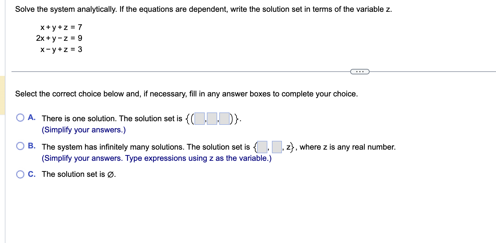 Solved Solve the system analytically. If the equations are | Chegg.com