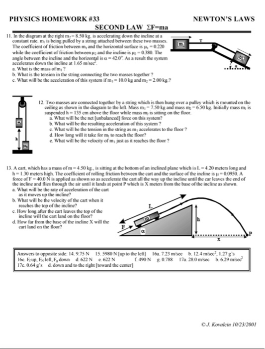 Solved NEWTON'S LAWS PHYSICS HOMEWORK #33 SECOND LAW EF-ma | Chegg.com