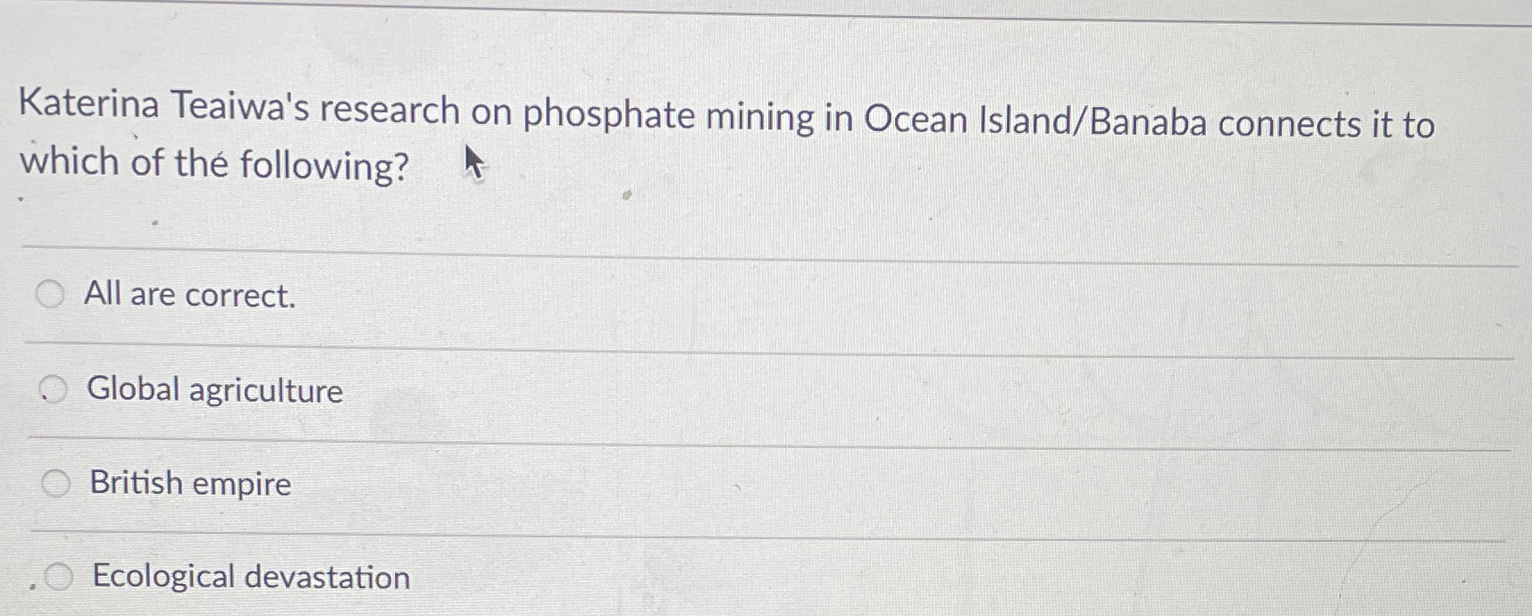 Solved Katerina Teaiwa's research on phosphate mining in | Chegg.com