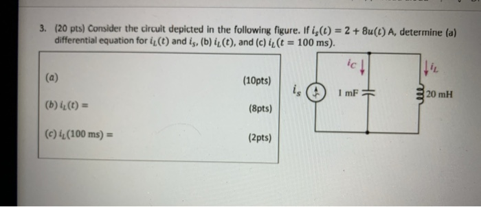 Solved 3. (20 pts) Consider the circuit depicted in the | Chegg.com Solved 3. (20 pts) Consider the circuit depicted in the | Chegg.com