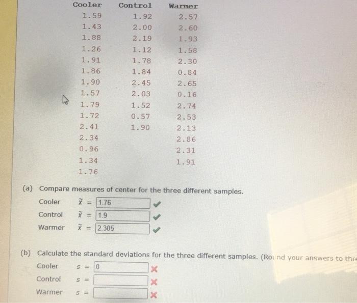 Solved calculate the standard deviations for three different | Chegg.com