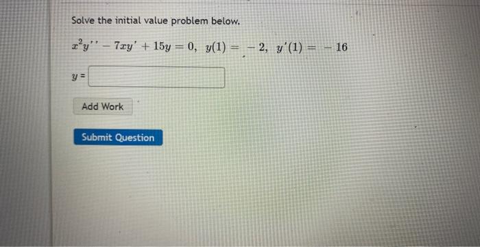 Solved Solve the initial value problem below. | Chegg.com