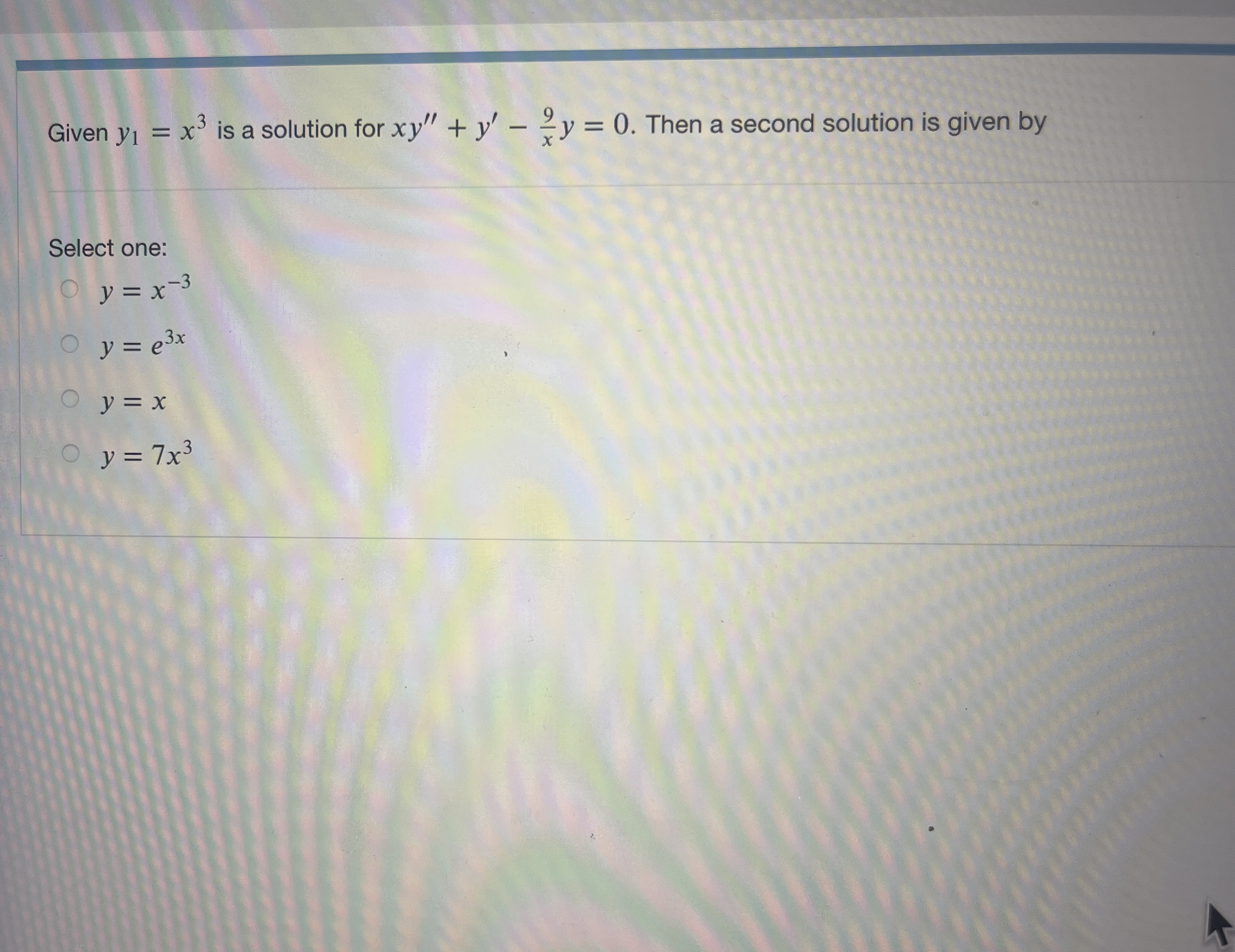 Solved Given y1=x3 ﻿is a solution for xy''+y'-9xy=0. ﻿Then a | Chegg.com