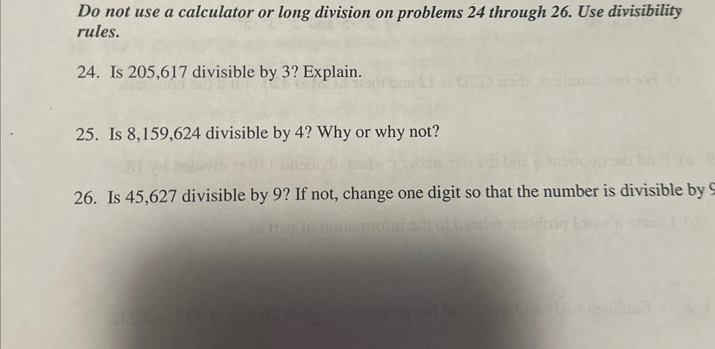 Solved Do not use a calculator or long division on problems | Chegg.com