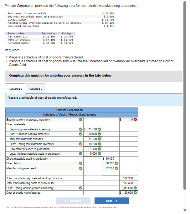 Solved helpPrimare Corporation provided the following data | Chegg.com