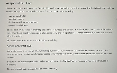 Solved Assignment Part One:You are to create a letter | Chegg.com