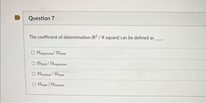 Solved The coefficient of determination (R2/R square) can be | Chegg.com