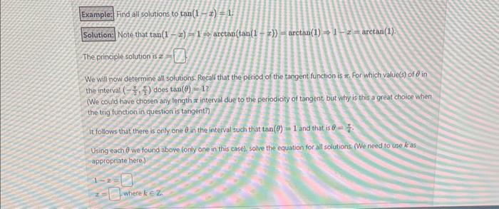 Solved Find all solutions to tan(1−x)=1. Note that | Chegg.com