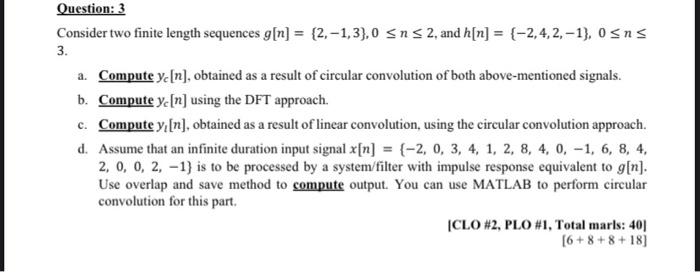 Solved Consider two finite length sequences | Chegg.com