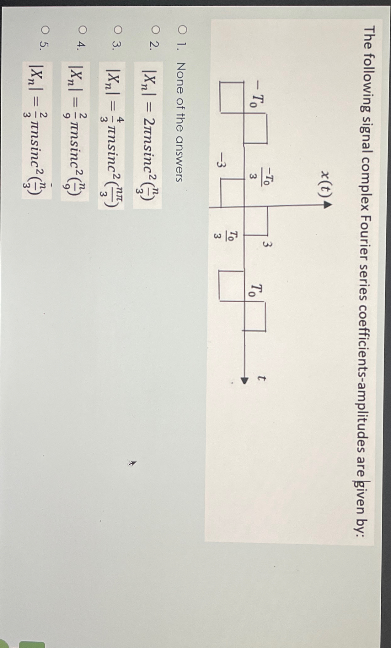 Solved The following signal complex Fourier series | Chegg.com