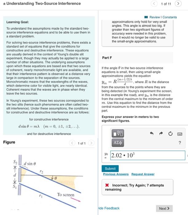 Understanding Two-Source Interference 1 of 11 Review | Chegg.com