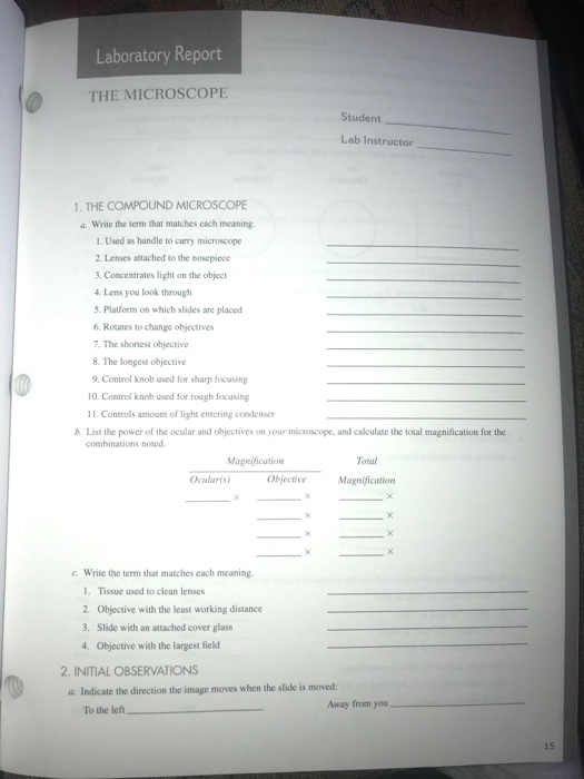 Solved Laboratory Report THE MICROSCOPE Student Lab | Chegg.com