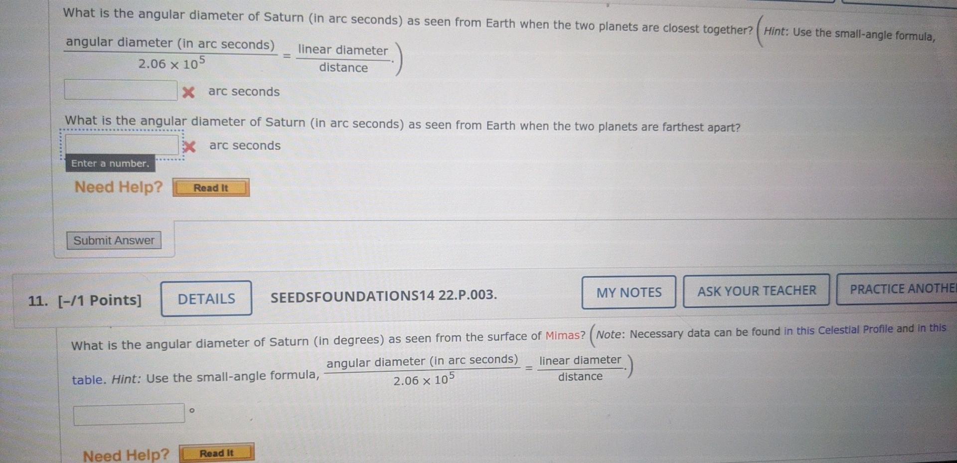 Solved What is the angular diameter of Saturn (in arc | Chegg.com