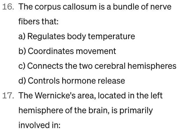 Solved The corpus callosum is a bundle of nerve fibers | Chegg.com
